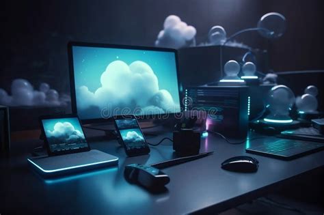 Cloud Computing Concept Generative Ai Stock Illustration Illustration Of Business Keyboard