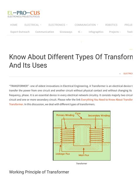 Different Types Of Transformers And Their Applications Pdf Transformer Electromagnetic