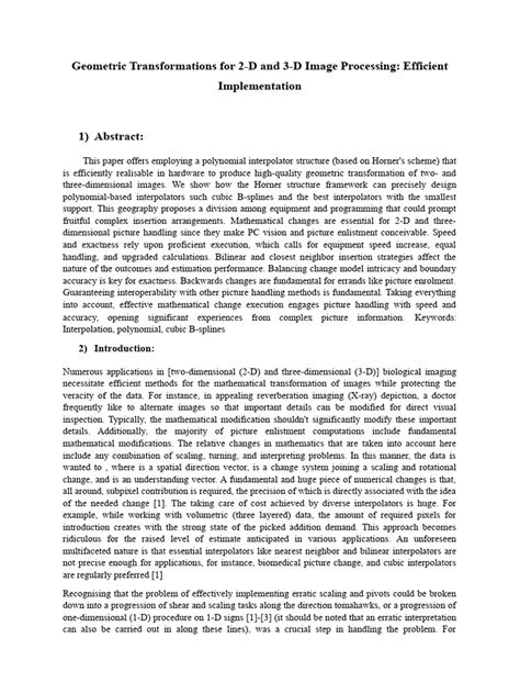 Geometric Transformations For Image Processing Download Free Pdf Spline Mathematics 2 D