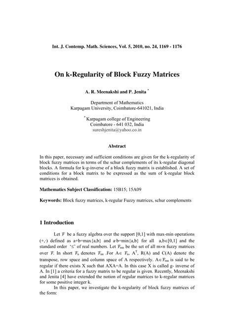 pdf on k regularity of block fuzzy matrices