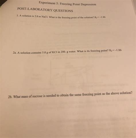 Solved Experiment Freezing Point Depression Chegg