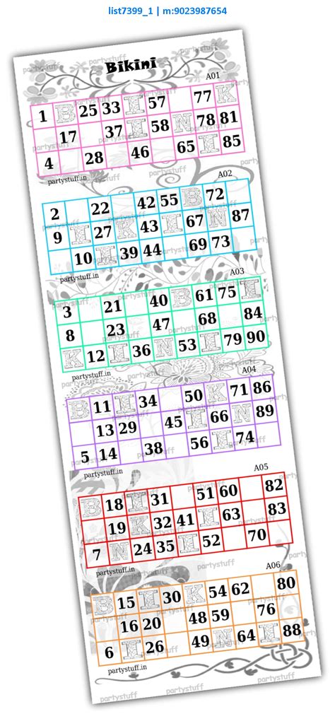 Bikini Theme Designs In Tambola Housie