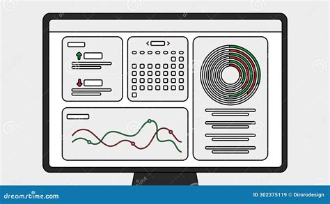 computer monitor displaying data analysis dashboard stock illustration