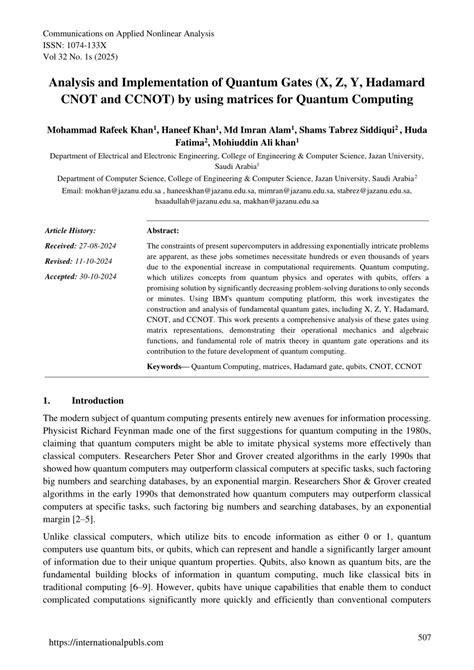 Pdf Analysis And Implementation Of Quantum Gates X Z Y Hadamard