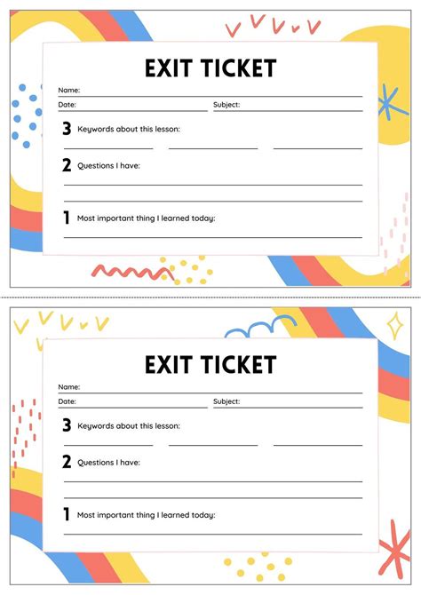 Rainbow Back To School Exit Ticket Template