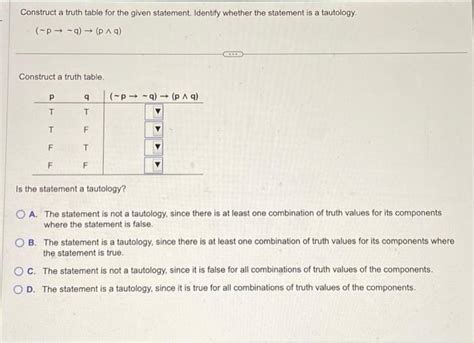 Solved Construct A Truth Table For The Given Statement