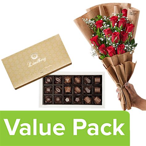 Buy Bb Combo Lindberg Assorted Choco Treats Box 200 G 10 Red Roses