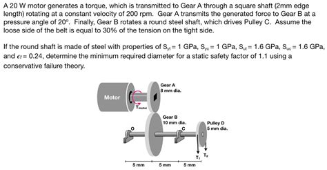 Solved A W Motor Generates A Torque Which Is Transmitted Chegg Com