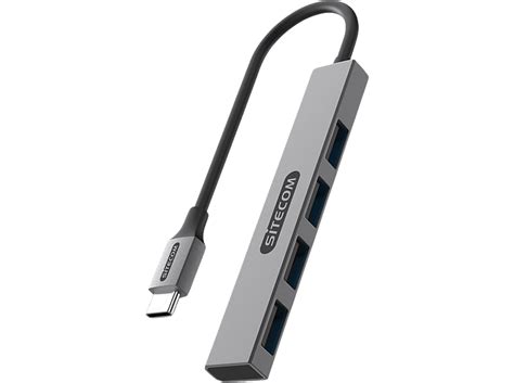 SITECOM Nano Hub USB C vers 4 x USB A Argenté Noir CN 5001
