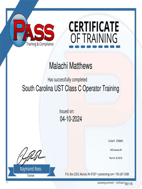 Fillable Online Certificate Of Training Fax Email Print Pdffiller