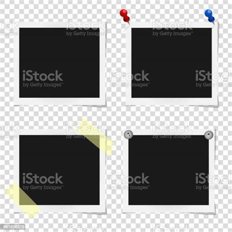 스티커 테이프 핀 및 리벳을 현실적인 벡터 사진 프레임의 집합입니다 벡터 일러스트 레이 션 사진 디자인 서식 파일 0명에 대한