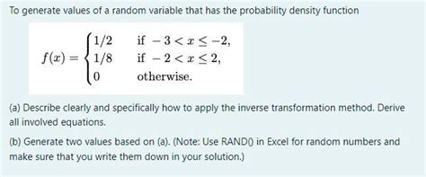 Solved To Generate Values Of A Random Variable That Has The Chegg