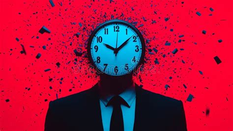 Abstract Representation Of Time And Identity With Clock And Explosion Effects Stock Illustration