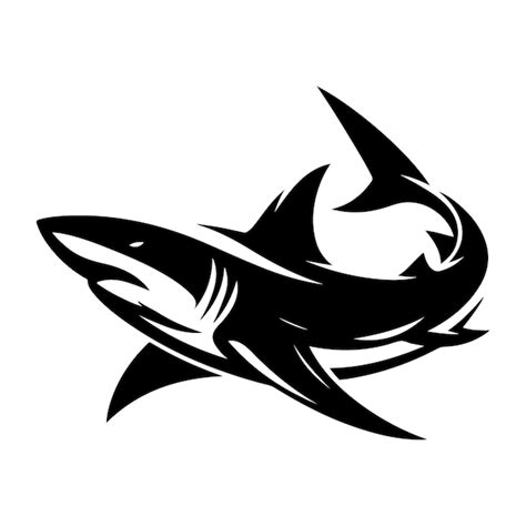 상어 라인 아트 터 일러스트레이션 검은 실루 프리미엄 벡터