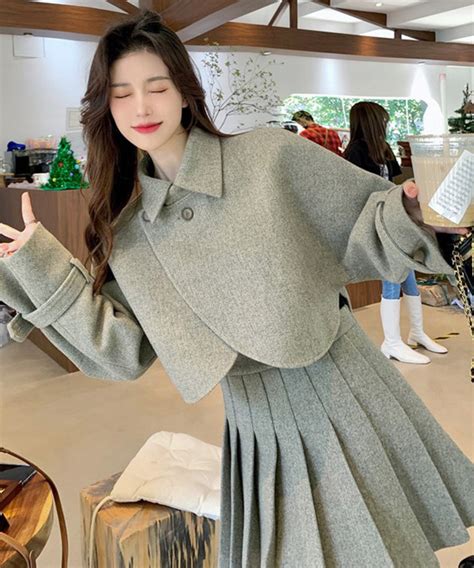 캣스트릿 오늘출발and무배 코디세트 자켓스커트 언발모직 플리츠 투피스셋업 셀럽pick