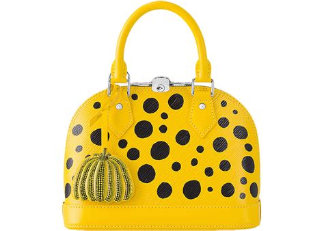 Louis Vuitton X Yayoi Kusama Alma Bb Yellowblack In Grained Empreinte Cowhide Leather With