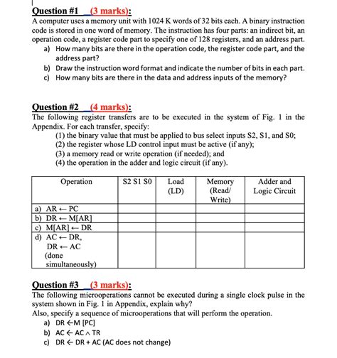 Solved Question 1 3 Marks A Computer Uses A Memory Unit