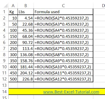 Kg To Lbs And Lbs To Kg Converter Best Excel Tutorial