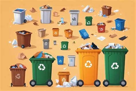 Vector Illustration Of Garbage Sorting Sorting Garbage By Material And Type In A Bin Premium