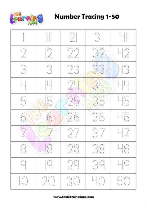 Numbers 1 50 Worksheet
