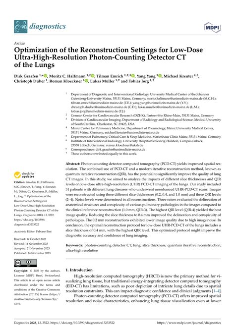 Pdf Optimization Of The Reconstruction Settings For Low Dose Ultra