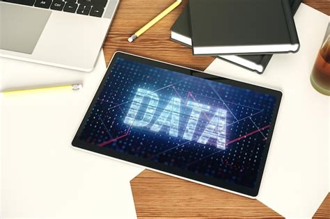 Premium Photo Creative Data Word Hologram On Modern Digital Tablet Screen Big Data And