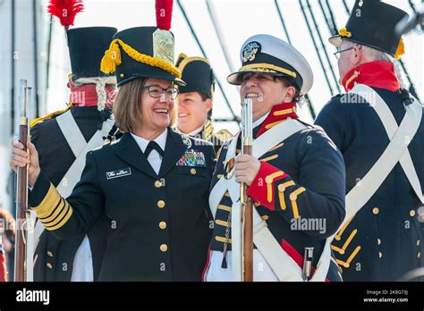 Admiral Lisa Franchetti Chief Of Naval Operations And Suzanne Rodrigues With The Uss
