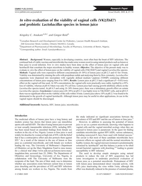 Pdf In Vitro Evaluation Of The Viability Of Vaginal Cells Vk2e6e7