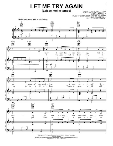 Let Me Try Again Laisse Moi Le Temps Sheet Music Direct
