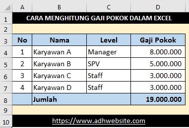 Menghitung Gaji Pokok Dalam Excel Rumus Jenis Dan Contohnya AdhWebsite Blog Rumus Dan