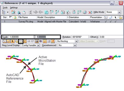 reference autocad to microstation and coordinates do not match