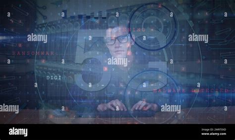image of scope scanning with 5g text and data processing over caucasian