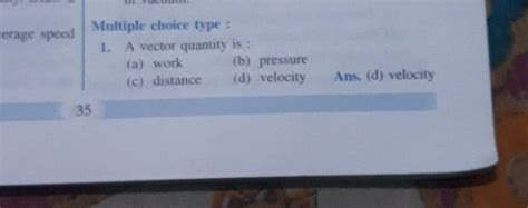 Multiple Choice Type 1 A Vector Quantity Is Filo