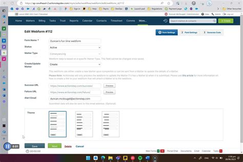 webforms update processing a webform updates a matter