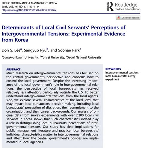 “determinants Of Local Civil Servants Perceptions Of Intergovernmental