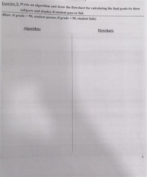 Solved Exercise 3 Write An Algorithm And Draw The Flowchart