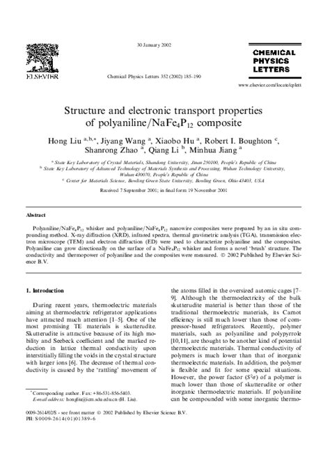 Pdf Structure And Electronic Transport Properties Of Polyaniline Nafe4p12 Composite