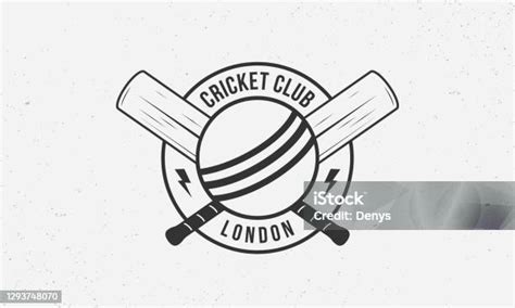 크리켓 박쥐와 공을 크리켓 클럽 빈티지 엠블럼 크리켓 트렌디 한 로고 벡터 엠블럼 템플릿입니다 벡터 일러스트레이션 로고에 대한