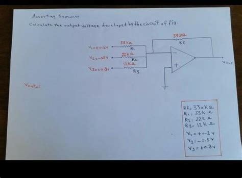 solved inverting summer calculate the output voltage