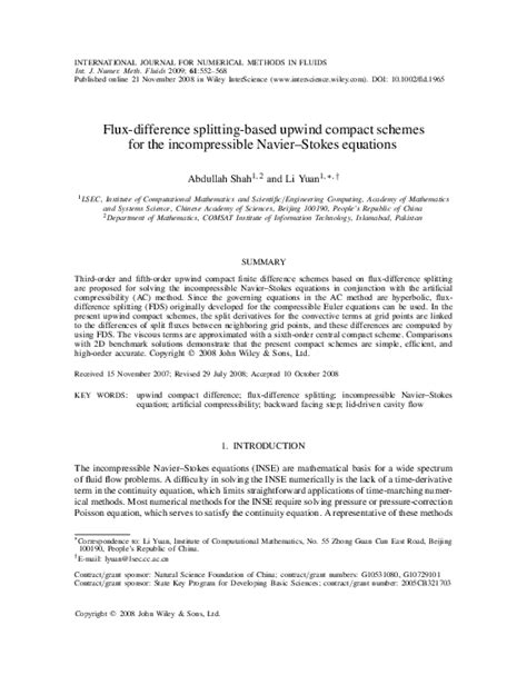pdf flux difference splitting based upwind compact schemes for the