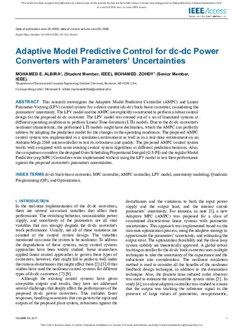 Pdf Adaptive Model Predictive Control For Dc Dc Power Converters With