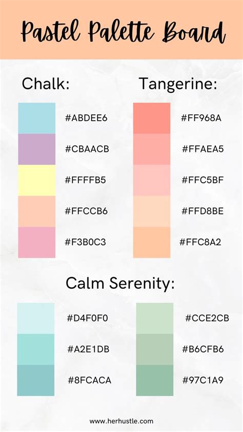 Pastel Palette Board For Web Digital Blog And Graphic Design With Hexadecimal Codes By T