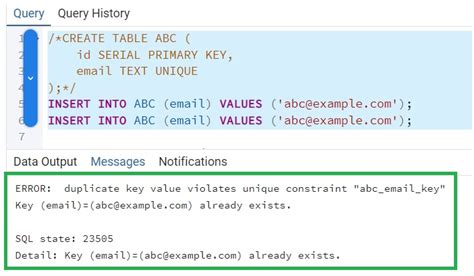 Postgresql Errors And Messages