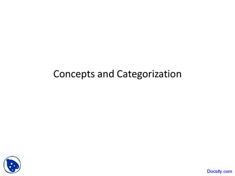 Concepts And Categorization Cognitive Developmental Psychology Lecture Slides Docsity