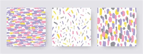 손으로 그린 브러시 스트로크의 현대적인 패턴을 설정합니다 벡터 원활한 텍스처 셰이프 보헤미안 색상의 추상적 배경 크레파스에 대한 스톡 벡터 아트 및 기타 이미지 Istock