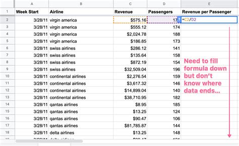 dear analyst 28 4 methods to fill a formula down to the last row of