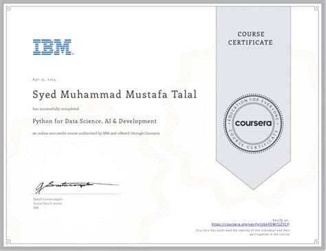 Completed Python For Data Science Ai And Development Course Syed