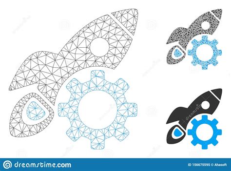 Rocket Development Vector Mesh Wire Frame Model And Triangle Mosaic Icon Stock Vector