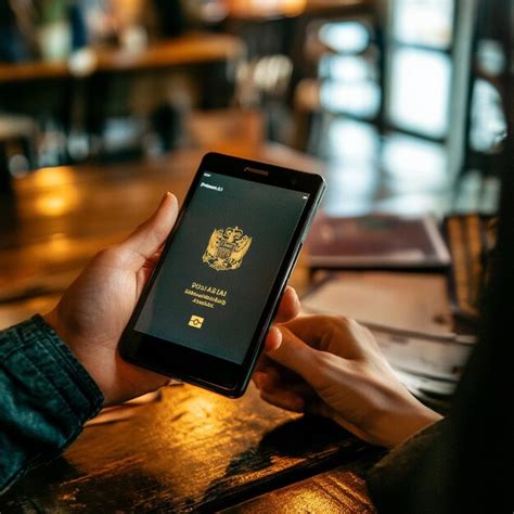 A Person Scanning Their Passport And Visa Using A Digital Reader For Verification Premium Ai A Person Scanning Their Passport And Visa Using A Digital Reader For Verification Premium Ai