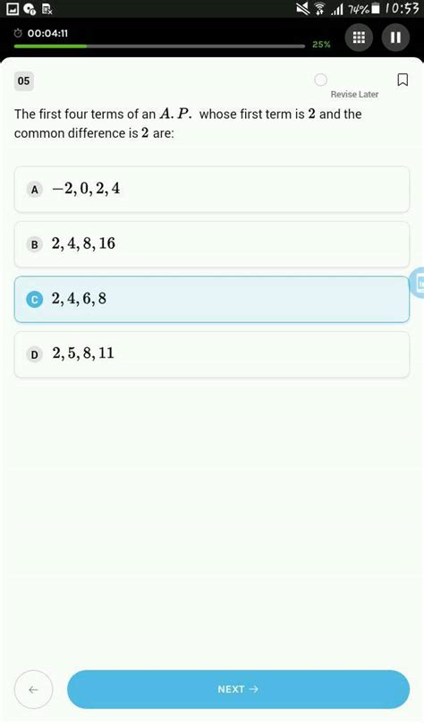 05 the first four terms of an a p whose first term is 2 and the